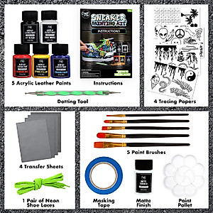 Craft It Up Sneaker Painting Kit Complete Shoe Paint Kit for Sneakers- Paint, Brushes, Tape & More Included- Shoe Customization Kit