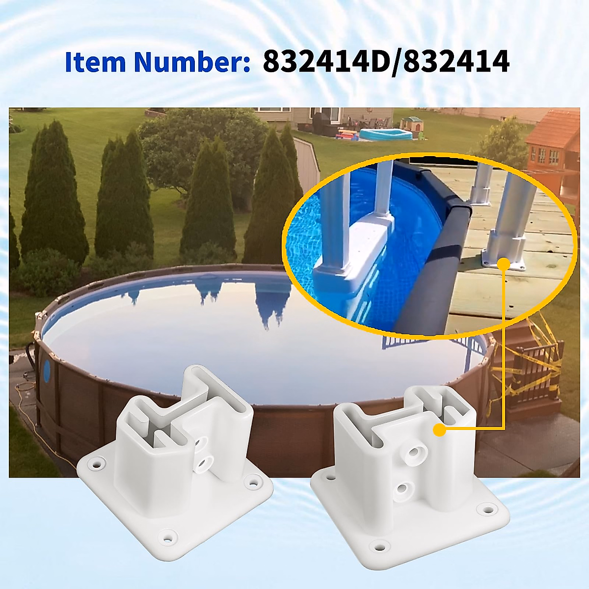 2 Pack 832414, 832414D, BUL-41-1 Ladder Flanges Replacement for Heavy Duty Resin in-Pool Above Ground Swimming Pool Ladder, Hook/Hanging Ladder Flanges, Ytpoools