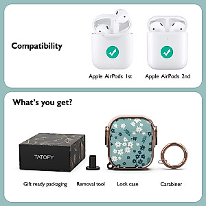 TATOFY for AirPod 2 case, AirPod case with Lock, AirPods 1st & 2nd Case for Women Men (Cyan)