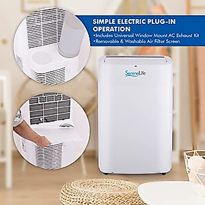 SereneLife SLPAC14.5 Portable Air Conditioner-Compact Home A/C Cooling Unit with Built-in Dehumidifier & Fan Modes, Includes Window Mount Kit (14,000 BTU), White