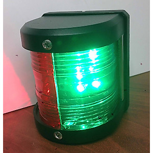 Pactrade Marine Boat Pontoon LED Navigation Light Black ABS Plastic Housing Boats Up to 12M Waterproof IP:66 Surface Mount 2NM (Combo Green and Red Bow)