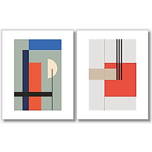 Mid Century Contemporary Wall Art - Modern Abstract Prints - (Set of 6) – 8x10 - Unframed - Minimalism Décor