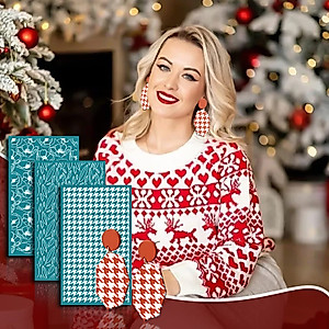 BABORUI Silk Screen Stencils for Polymer Clay, 3Pcs Reusable Silk Screen Stencils with 2Pcs Clay Scraper for Polymer Clay Cutters Clay Earring Jewelry Making Kit