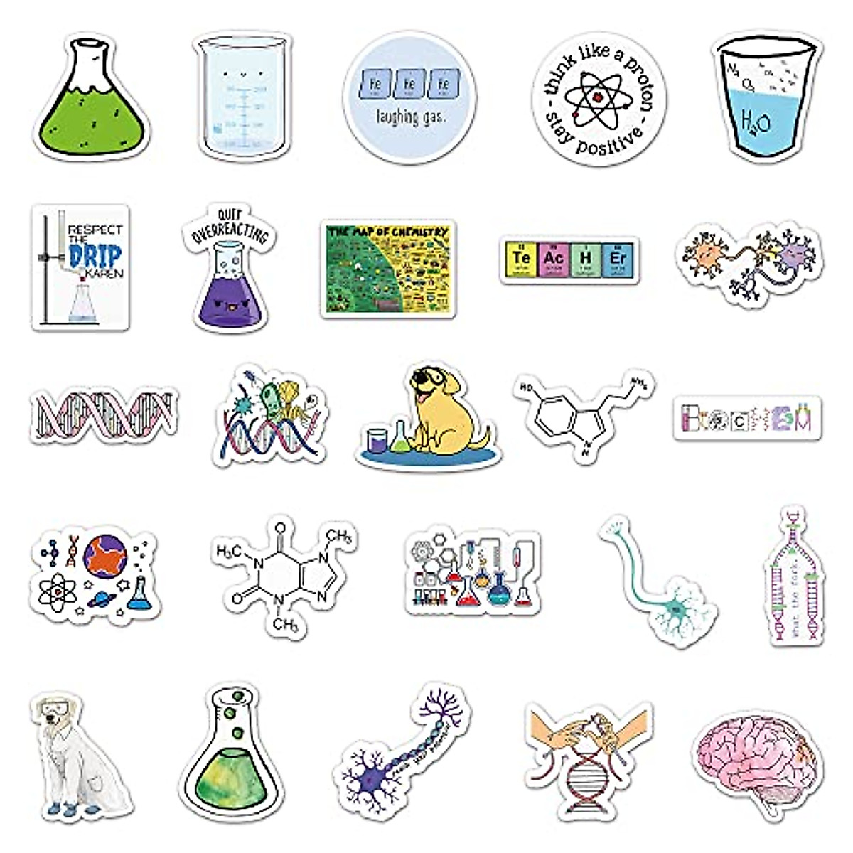 50PCS Pack Chemical Laboratory Equations Chemistry Stickers for DIY Laptops Stationery Phone Case Skateboard Gifts Decals for Kids Birthday Party