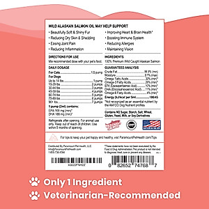 Wild Alaskan Salmon Oil for Dogs & Cats - Skin & Coat Supplement - 100% Wild Caught Bottled in USA - Vet Recommended…(16 Ounce)