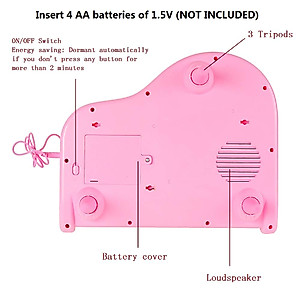 Piano Keyboard Toy for Kids, Honor-Y 3-6 Year Old Babies First Birthday Gift, 24 Keys Multifunctional Musical Educational Toy Piano for Toddler Boys Girls (Pink)