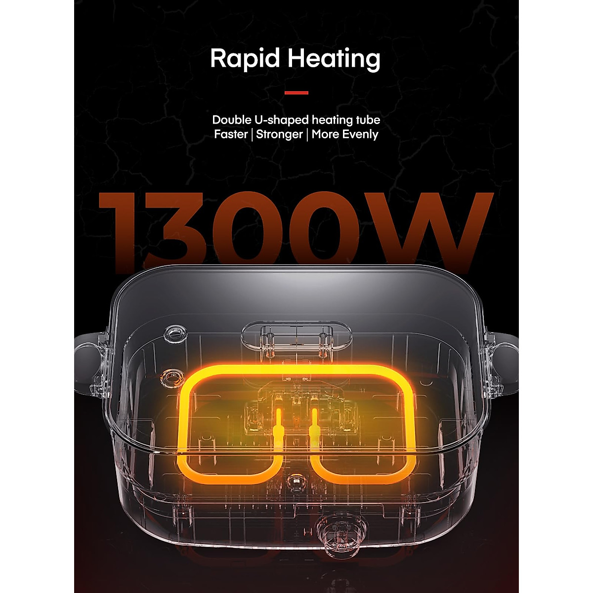 FOHERE 4.8Qt Hot Pot Electric, Ceramic Nonstick Electric Pot for Cooking, 1300W Electric Shabu Shabu Pot w/Dual Temperature Control for Home, Party, Family & Friend Gathering