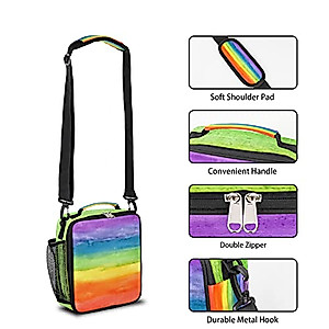 Insulated Lunch Bag Colorful Large Lunch Box Reusable Container Organizer Tote Bag Cooler Thermal Handbag with Adjustable Shoulder Strap for Women Men Picnic Hiking