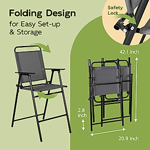 Abba Patio 3-Piece Bistro Set, Table and Chairs Set of 3 with Tempered Glass Top Outdoor Patio Furniture for Deck, for Garden Lawn Poolside Cafe, Dark Grey