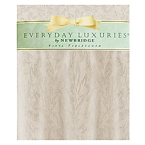 Newbridge Taupe Napa Leaf Solid Color Vinyl Flannel Backed Tablecloth, Hotel Quality Indoor/Outdoor Patio, Kitchen, BBQ, Dining Room Vinyl Tablecloth, 60” x 84” Oval