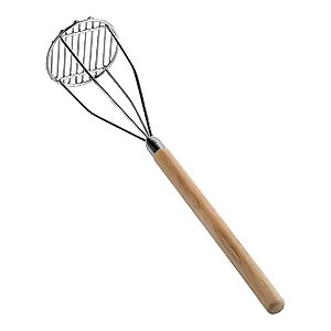 OCS Parts Pro Chef Series 24-Inch Round Potato Masher with Wood Handle | Heavy Duty Chrome Plated Food and Potato Masher for Home and Commercial Kitchens