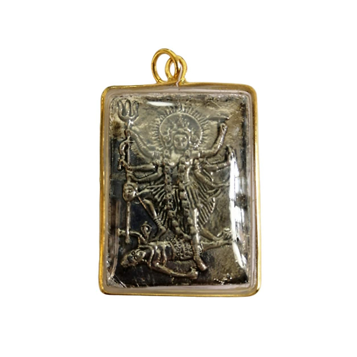 poppip Hindu Goddess MHA Kali Devi U-MA Gold Plated Pendant Protect Destroy Evil harm