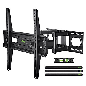 USX MOUNT Full Motion TV Wall Mount for Most 32-65 inch Flat Screen/LED/4K TVs, Swivel/Tilt TV Mount Bracket with Articulating Dual Arms Max VESA 400x400mm, Holds up to 110lbs, for 16" Wood Stud.