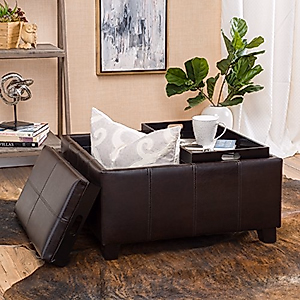 Christopher Knight Home Mansfield PU Storage Ottoman, Brown