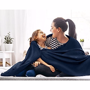 Utopia Bedding 100% Cotton Blanket (Throw Size - 60x50 Inches) 350GSM Lightweight Thermal Blanket, Soft Breathable Blanket for All Seasons (Navy)