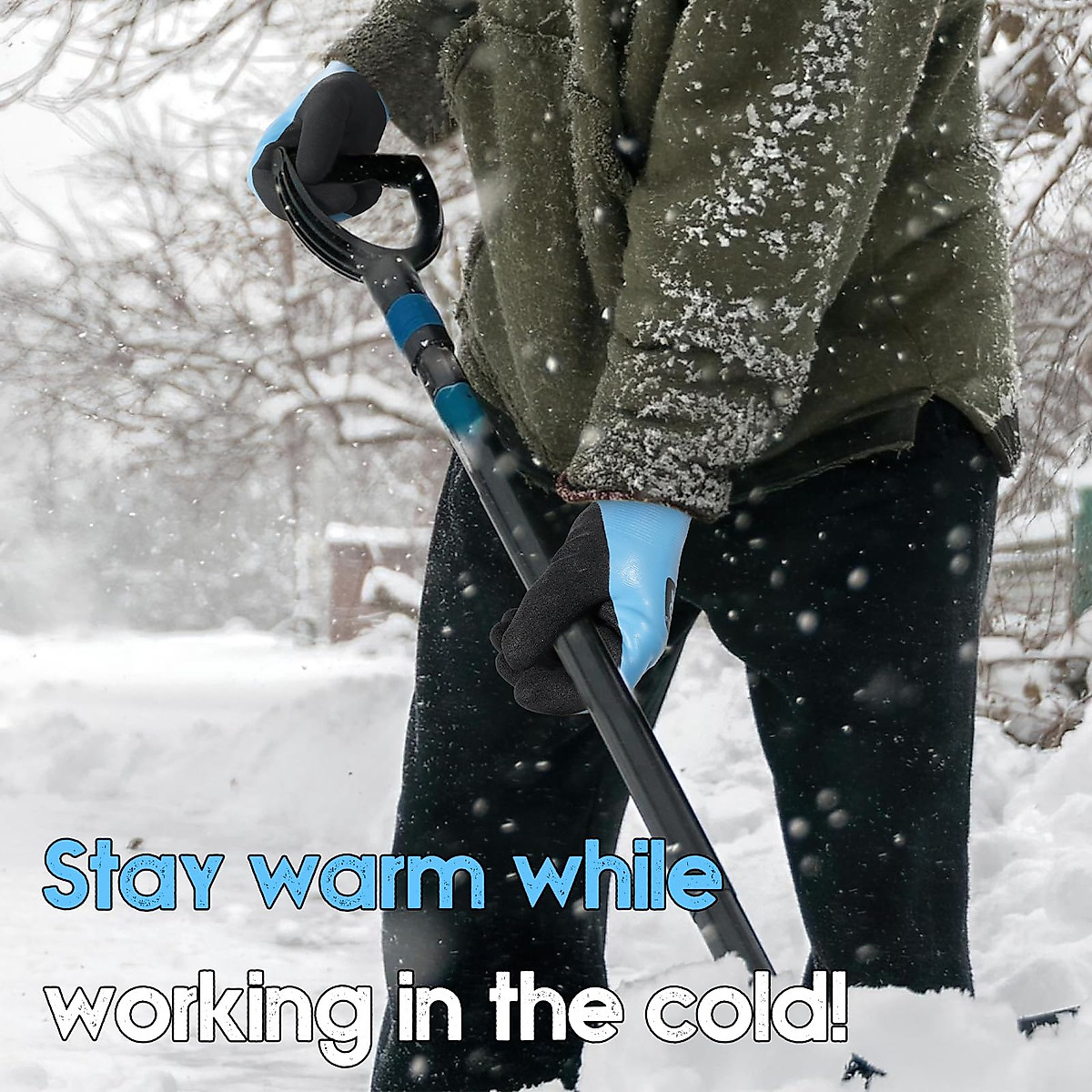 HANDLANDY Waterproof Work Gloves for Cold Weather 2 Pairs, Insulated Winter Work Gloves with Grip for Men Women, Freezer Gloves for Work Below Zero (XXL, Blue-black)