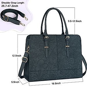 Laptop Bag for Women 15.6 inch Laptop Tote Bag Waterproof Leather Work Bag Large Capacity Computer Tote Bag Professional Office Business Briefcase Lightweight Travel Handbag Shoulder Bag, Dark Green