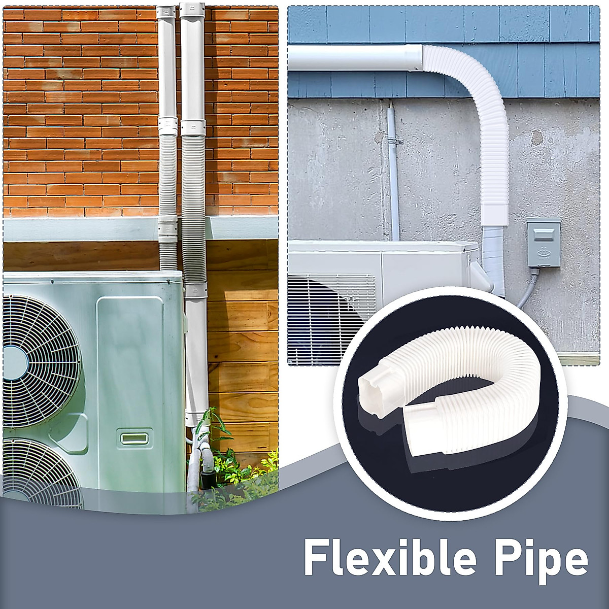 Flamorrow Decorative PVC Line Set Cover Kit, 3" 25 Ft Line Cover Kit for Ductless Mini Split Air Conditioner, Central AC and Heat Pump System