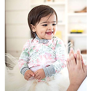 Burt's Bees Baby baby girls Pajamas, Zip Front Non-slip Footed Pjs, 100% Organic Cotton and Toddler Sleepers, Tossed Succulent, 12 Months US