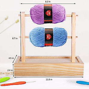 Hgfunlux Yarn Holder Dispenser for Crocheting,Crochet Yarn Holder with Storage Box,Twizzter Portable Yarn Holder,Yarn Holder for Crocheting,Handmade Wood Yarn Dispenser,Yarn Ball Holder