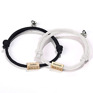 ORFAN Attract Couples Bracelets Custom Couple Bracelet for Him and Her Set Promise Rope Braided Bracelet Set for Couples