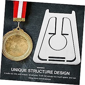 DECHOUS Table Top Easel Glass Display Case Medal Display Stand Ribbon Holder Sports Medal Storage Stand Iron 3D Metal Silver Showcase Desktop Stand Photo Stand