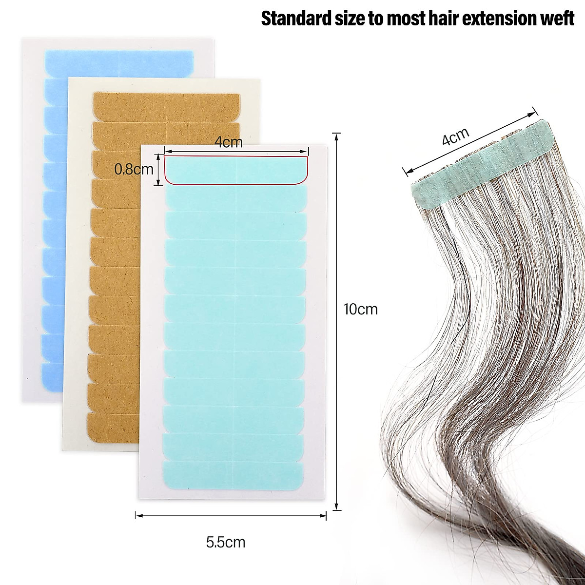 EHDIS Hair Extension Tape Tabs, 9 Sheets Double Sided Replacement Tape Adhesive Hair Extension Tapes with 2PCS Glue Remover Scraper Tool SET (TypeA)