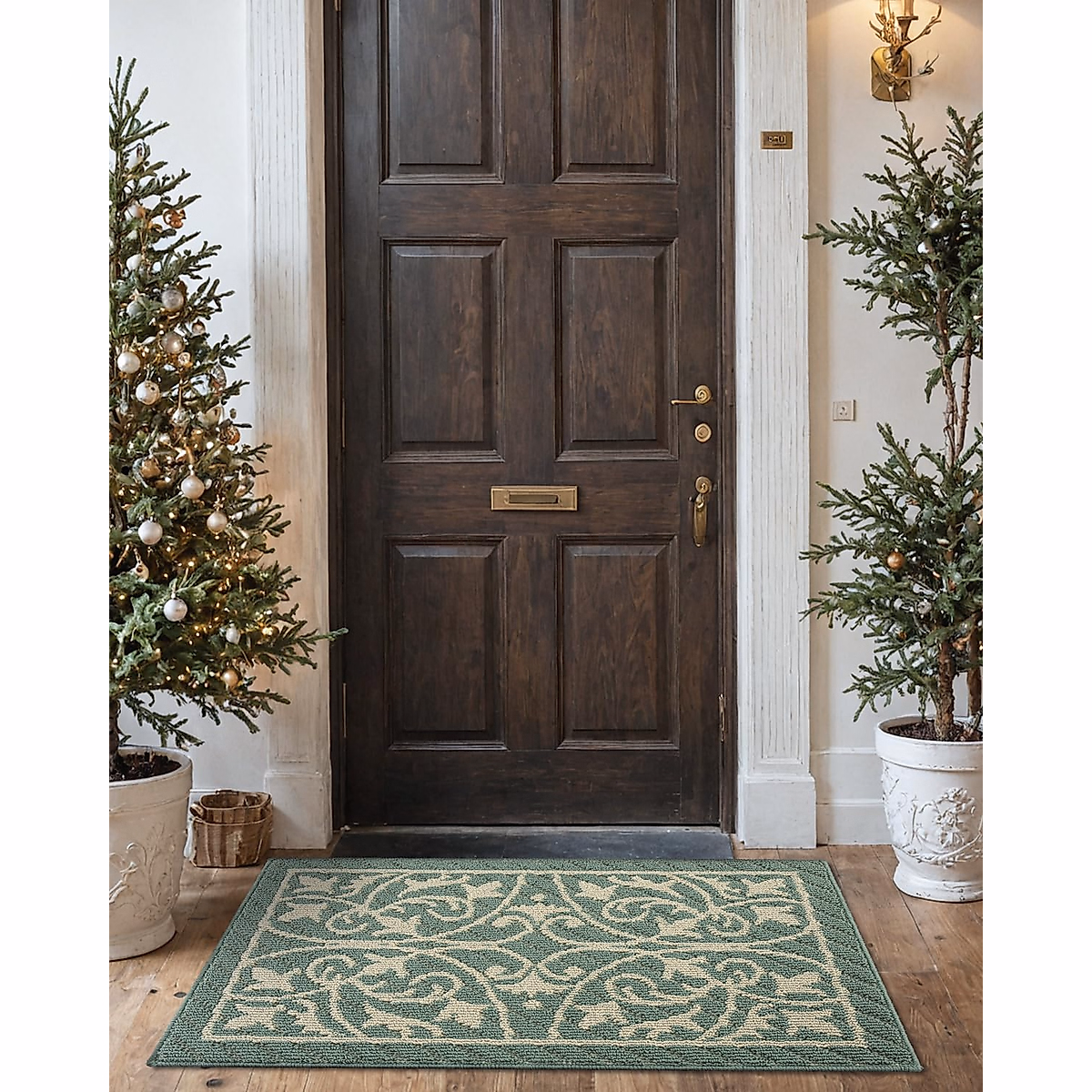 DEXI Front Door Mat Entryway, Inside Entrance Doormat, Non Slip Washable Entry Mats, 23.5x35.5,Dark Sea Green