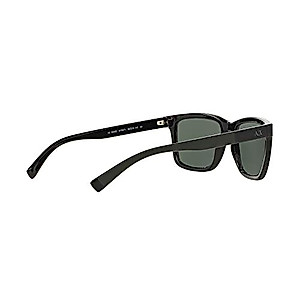 A|X ARMANI EXCHANGE Men's AX4045S Rectangular Sunglasses, Shiny Black/Green, 56 mm