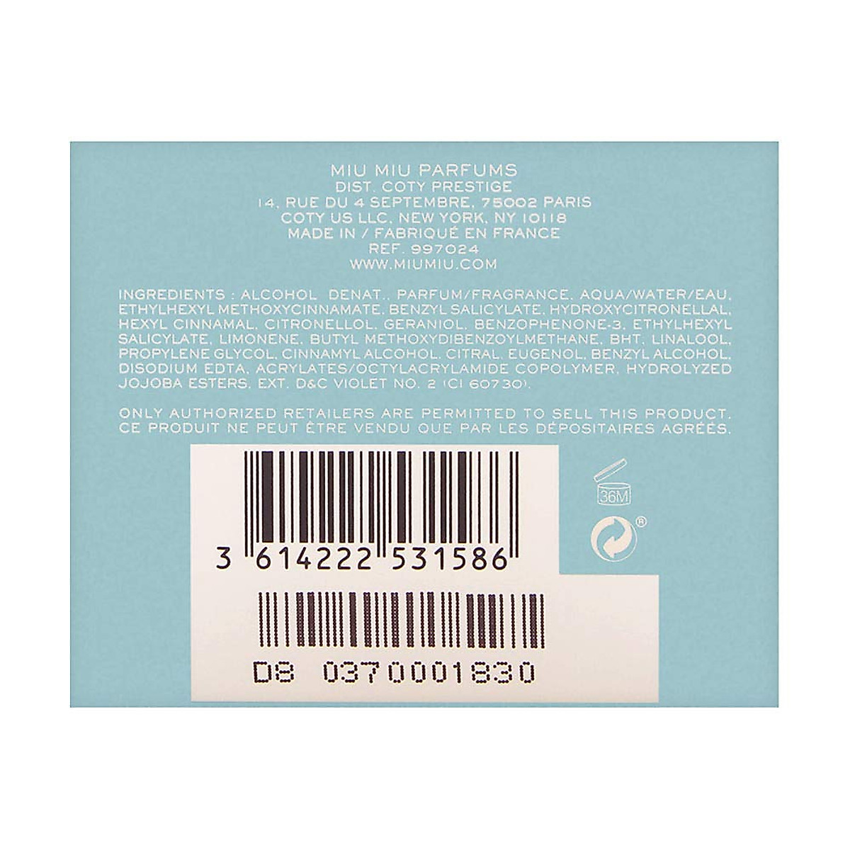 Miu Miu L'Eau Bleue Eau De Parfum Spray , blue , 50ml/1.7oz