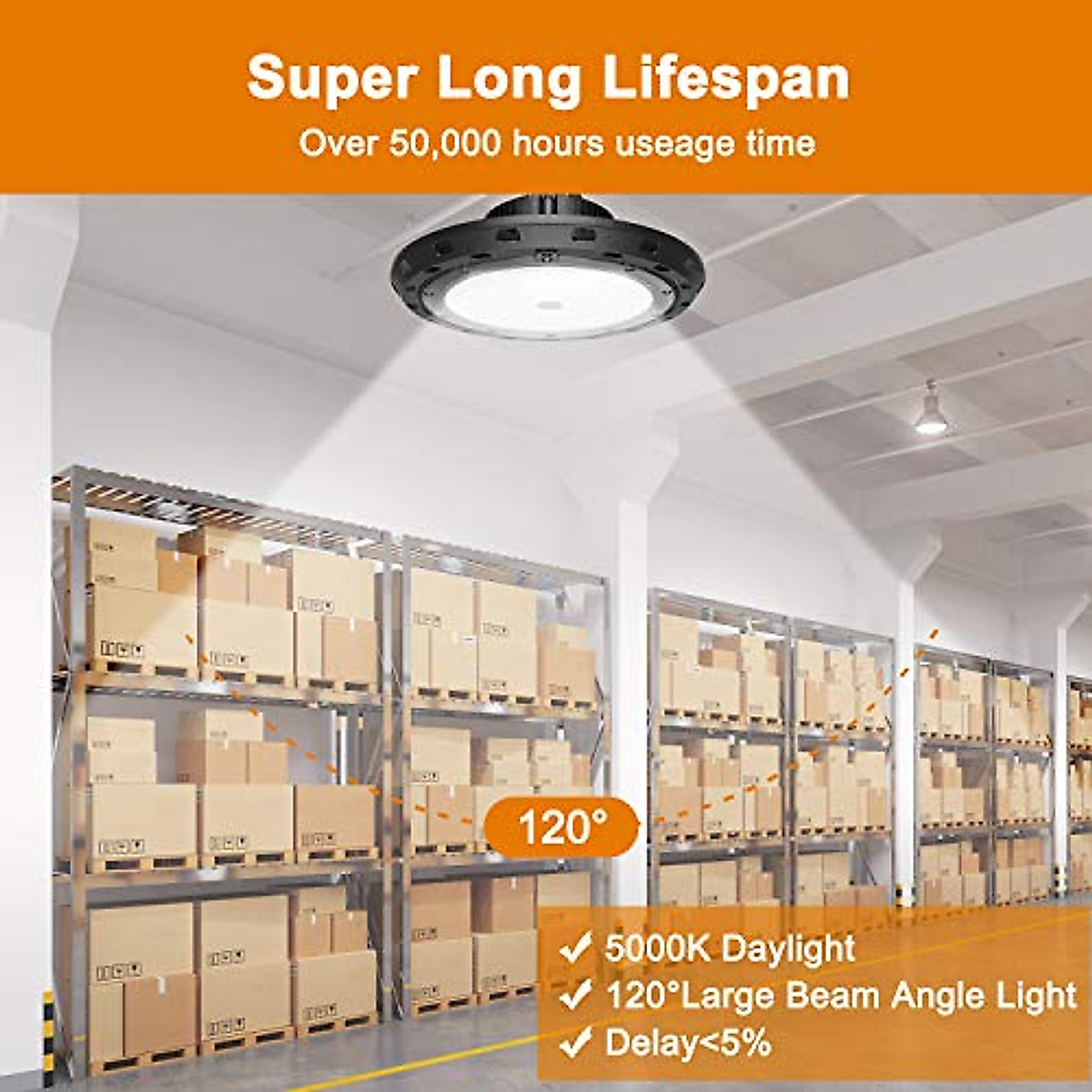 VCMAG UFO LED High Bay Light 150W 21,000lm 5000K Daylight 600W HID/HPS Equivalent with US Plug 5' Cable LED Warehouse Lights Commercial Shop Workshop Garage Factory Lowbay Area Lighting Fixture