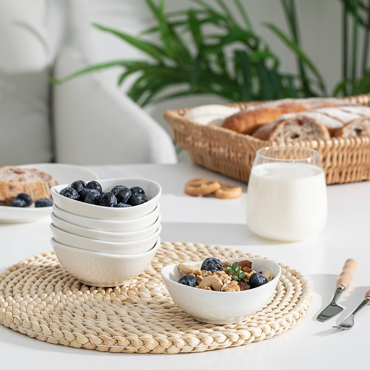 Sweese 10 Ounce Small Bowls and 4 Ounce Mini Bowls Set of 6, White