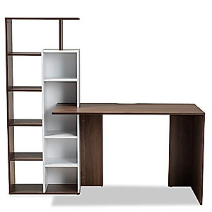 Baxton Studio Rowan Desks, White/Walnut Brown
