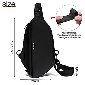 DREETINO Black Sling Bag for Women Men Waterproof Backpack for Travel Crossbody Chest Multipurpose Daypack