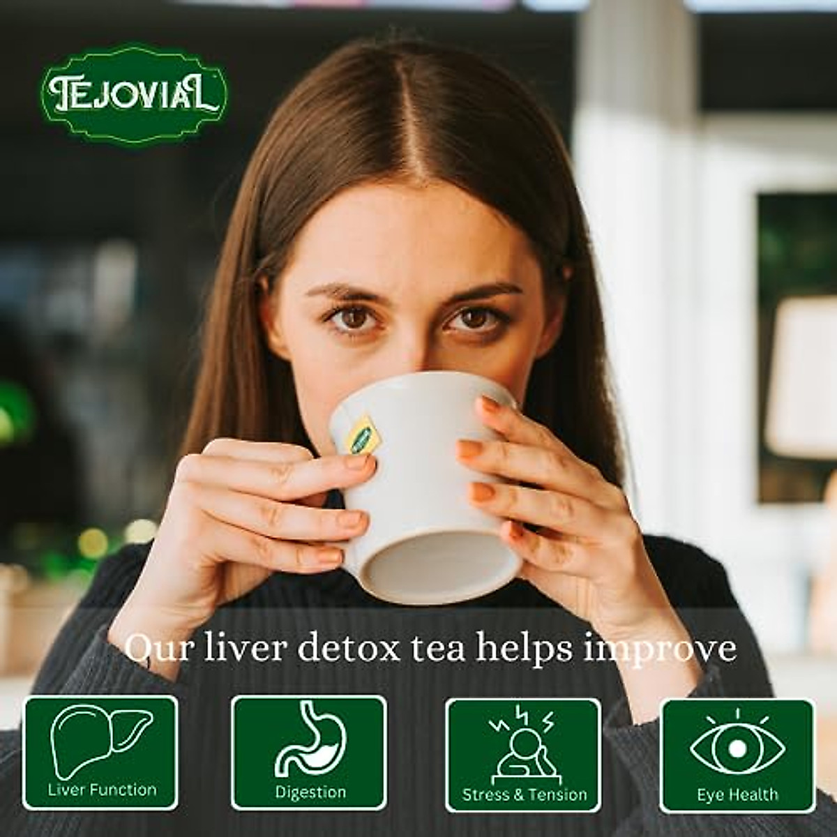 Tejovial Chrysanthemum Cassia Seed Tea Bags – Natural Liver Cleanse Detox & Repair Tea with Burdock Root, Osmanthus, Goji Berries, Honeysuckle –18 Herbal Tea Bags, 4.13 Oz Sugar Free Liver Detox Tea