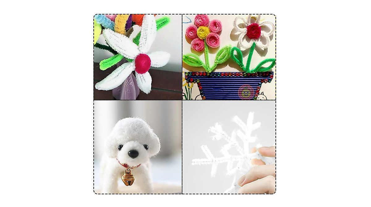 100 White Pipe Cleaners Set for Creative Arts & Crafts