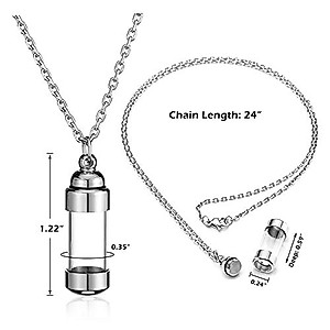 Zysta Arylic Urn Necklace for Ashes Clear Glass Cylinder Pendant Creamation Vial Necklaces Ash Locket Tube with 24 inch Chain Holder Container Keepsake Memorial Urns Jewelry