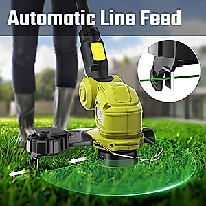 String Trimmer, SEYVUM 12-inch Cordless Weed Wacker with Auto Line Feed, 2 X 2.0Ah Battery Powered Weed Eater, 20V Lawn Edger with 6 Pcs Grass Cutter Spool Line, Fast Charger Included