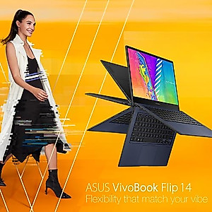 ASUS Newest Thin and Light VivoBook, 14 HD Touchscreen 2-in-1 Laptop, 4GB RAM, 128GB (64G SSD+64G MSD), Intel Celeron Processor, Type-C,HDMI, Microsoft 365 Personal 1-Year, Windows 11 S