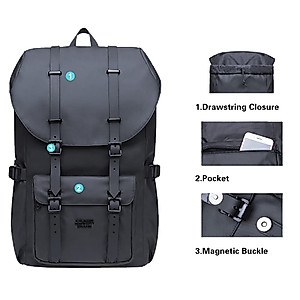 KAUKKO Laptop Outdoor Backpack, Traveling Rucksack Fits 15.6 Inch Laptop(5-8-Black)