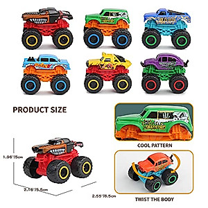 Oriate Monster Trucks Playset for Boys, Include 6 Pack Chaos Diecast Monster Toy Vehicle Truck w/ 47"x 31" Activity Play Mat, Kids Mini Car Set for Kids Gifts Style2