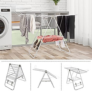 Everyday Home Clothes Drying Rack - Indoor/Outdoor Portable Laundry Rack for Clothing, Towels, Shoes and More - Collapsible Clothes Stand (White)