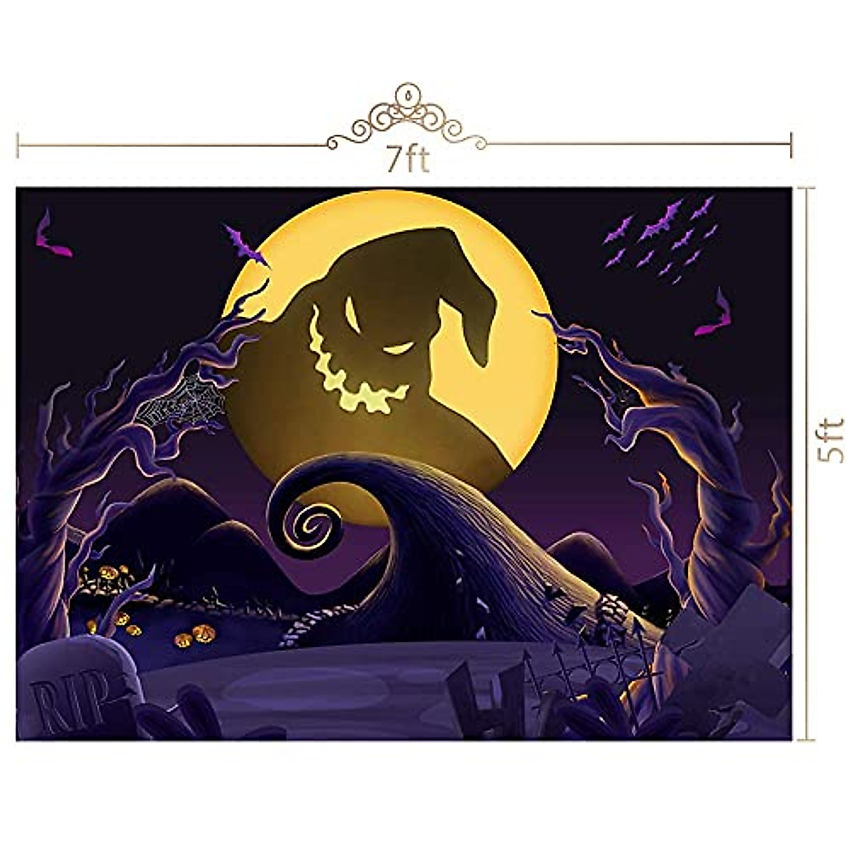 Maijoeyy 7x5ft Nightmare Before Christmas Backdrop Child Kid Halloween Backdrops for Photography Nightmare Before Christmas Props Halloween Party Backdrop Decoration