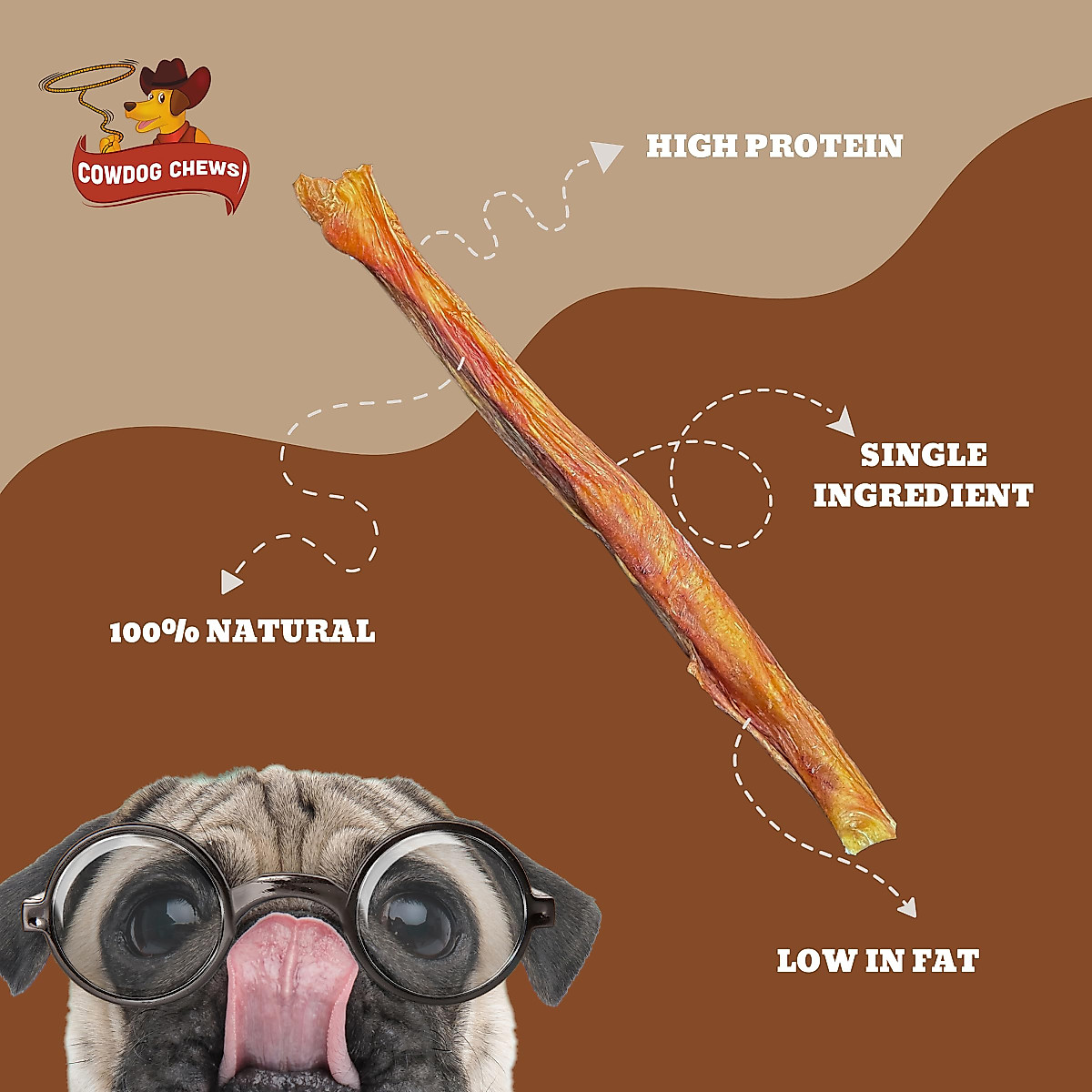 Cowdog Chews Premium Puppy Bully Stick for Small Dogs - Natural Dog Treats Delights for Their Chewing Needs 20 Oz (580 gr.)
