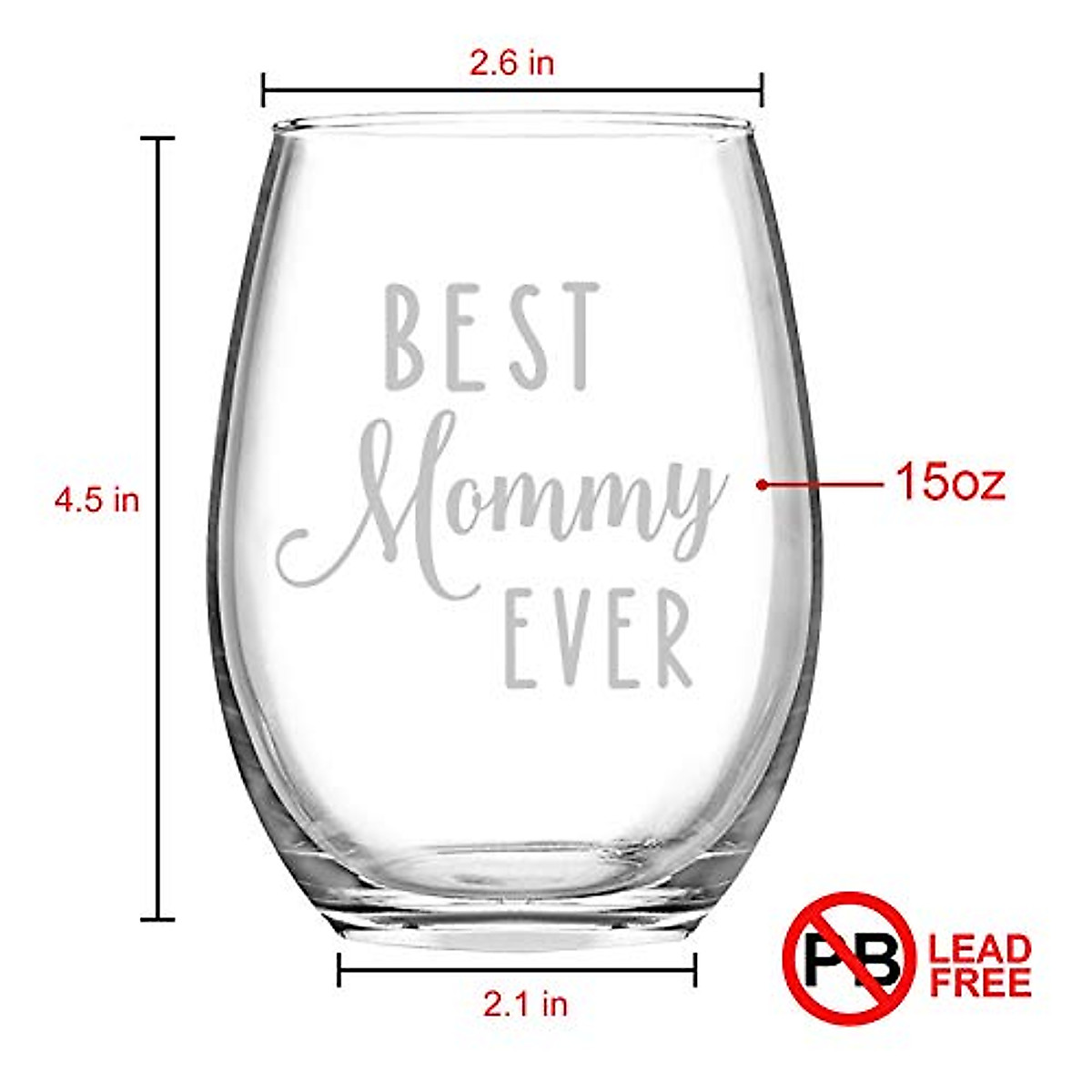 Best Mommy Ever Stemless Wine Glass, Funny Mom Wine Glass Gift for Mother’s Day 15Oz - Perfect Mom Gift for Mom New Mom from Husband Kids Son Daughter Friends, Unique Mom Gift for Birthday Christmas