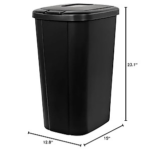 Generic 13.3 Gallon Trash Can, Plastic Touch Top Kitchen Trash Can, Black (2 Pack)