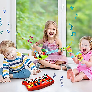 La Granja de Zenon 15" Inch Kids Ukulele Guitar Toys with 4 Strings Keep Tones,Kids Ukulele for Beginner,Mini Ukulele Guitar Musical Instruments Educational Learning Toys for Toddler 1-3 Year Old Kids