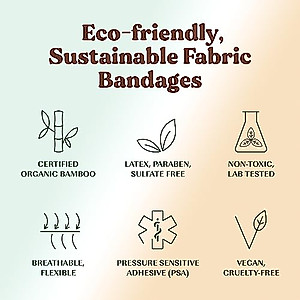 FEBU Eco-Friendly Organic Bamboo Fabric Bandages for Sensitive Skin | PFAS Free Flexible Latex Free Bandages | Natural Hypoallergenic Bandages for Scrapes, Cuts & First Aid | 75 Count Variety Pack