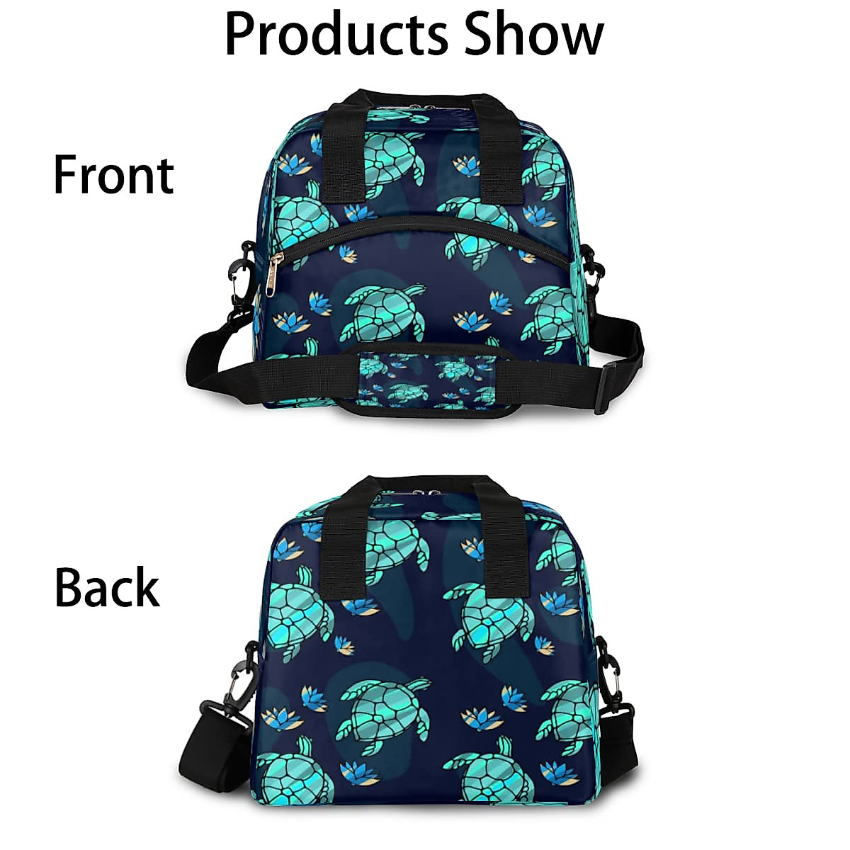 Insulated Lunch Bag for Women Men Teal Turtle Ocean Animal Nautical Floral Lunch Box Reusable Lunch Cooler Bag Large Lunch Tote Bag for Work Picnic Travel School