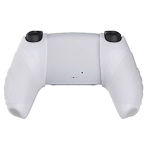 PlayVital Guardian Edition Ergonomic Soft Controller Silicone Case Grips for ps5 Compatible with Charging Station Rubber Protector Skins with Thumbstick Caps for ps5 Controller - Clear White